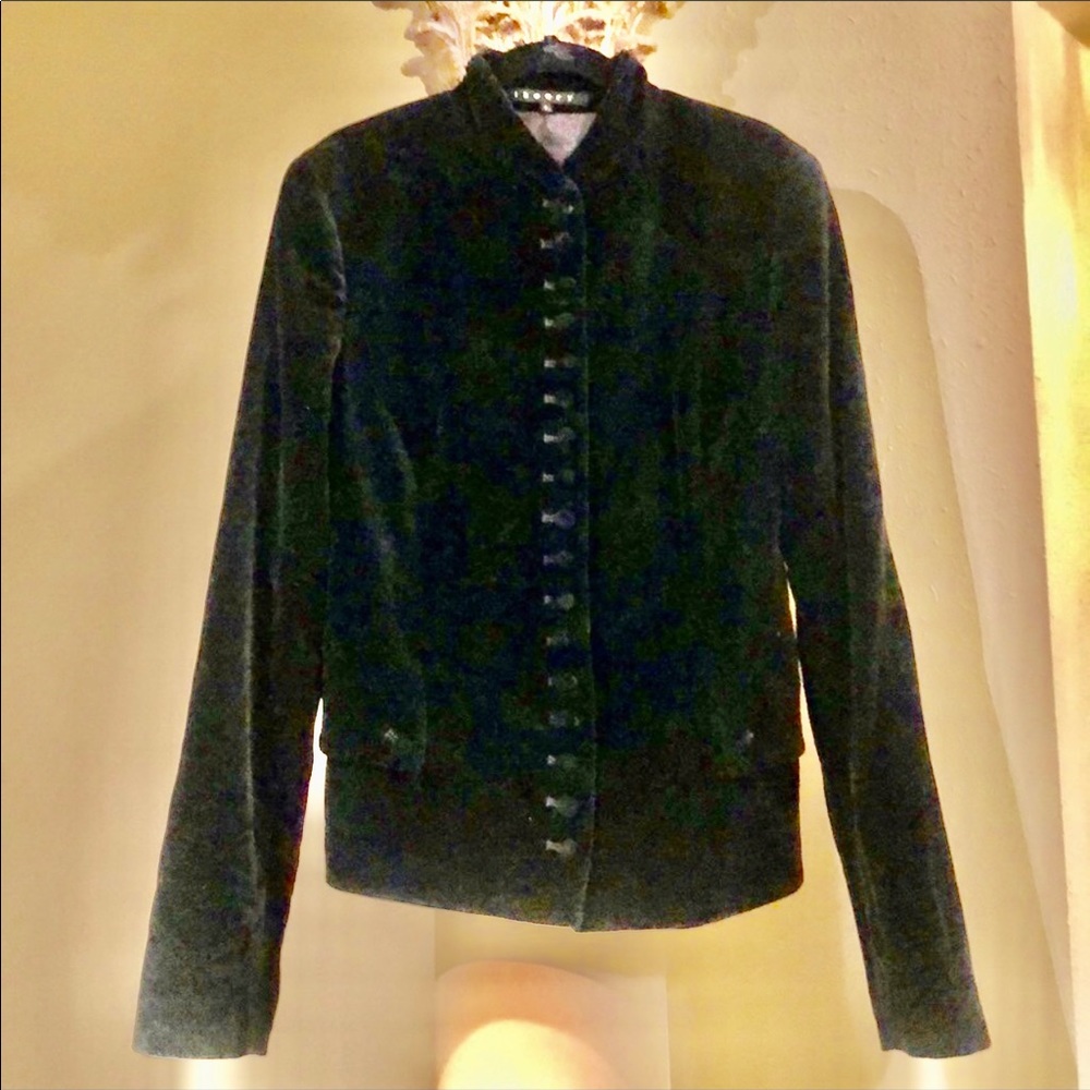 Theory Velvet Mandarin Collar Jacket - Gem